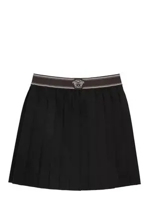 Versace Pleated Wool-mohair Mini Skirt - Black