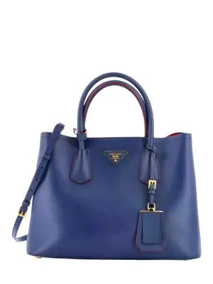 Prada Cuir Double Saffiano Leather Medium Tote Bag Blue