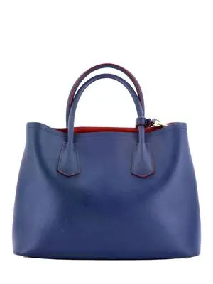 Prada Cuir Double Saffiano Leather Medium Tote Bag - Blue