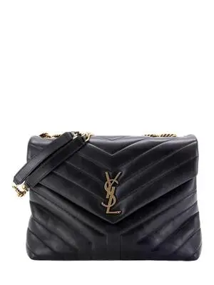 Saint Laurent Loulou Matelasse Chevron Leather Medium Shoulder Bag - Black