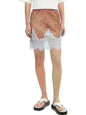 NEVER FULLY DRESSED Lace-trim Animal-print Mini Skirt - Orange