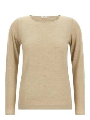 Brunello Cucinelli Scollo A Barchetta In Lurex' Sweater - Cream