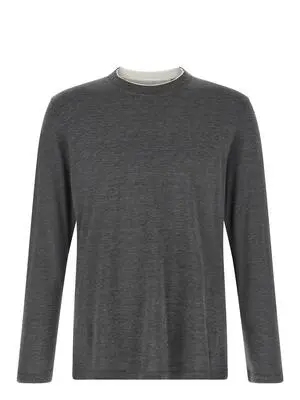 Brunello Cucinelli Silk And Cotton T-shirt - Gray
