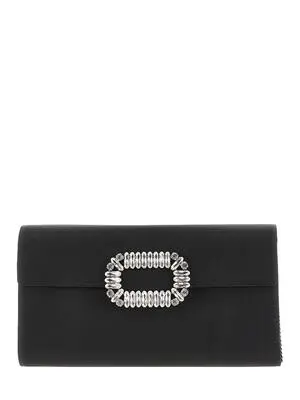 ROGER VIVIER Sexy Choc' Satin Clutch - Black