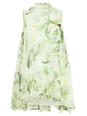 LEO LIN Fallon Applique Silk Mini Dress - Green