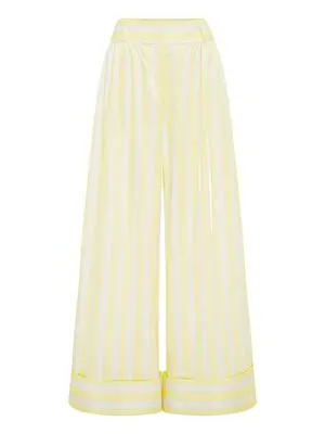 LEO LIN Nico Striped Stretch-cotton Wide-leg Pants - Yellow