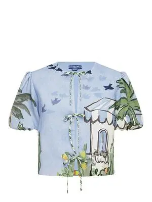 LEO LIN Ellery Puff Sleeve Top - Blue