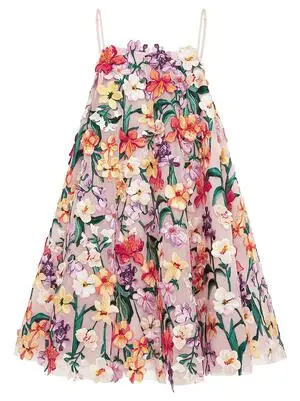 LEO LIN Marigold Hand-Embroidered Midi Dress