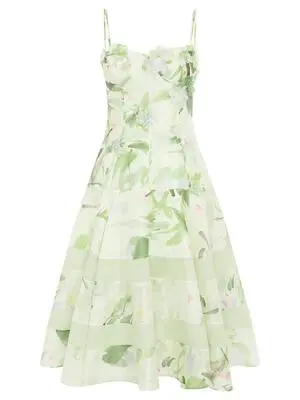 LEO LIN Marisol Applique Midi Dress - Green