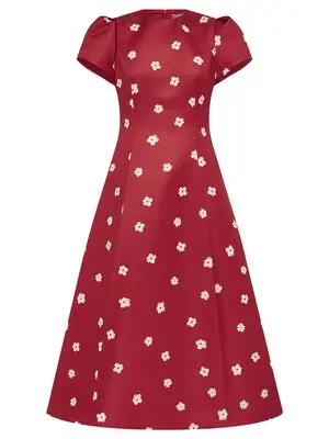 LEO LIN Marguerite Linen-silk Midi Dress - Red