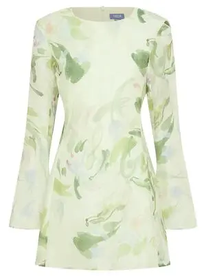 LEO LIN Suzanne Linen-blend Mini Dress - Green