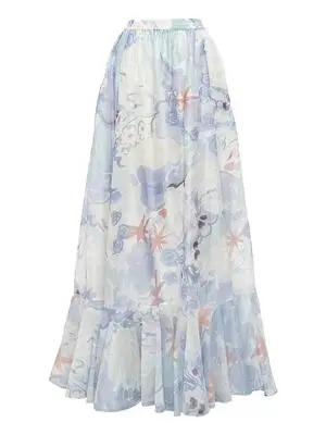 LEO LIN Zinnia Linen-Blend Maxi Skirt