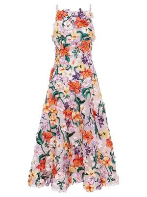 LEO LIN Bettina Hand-embroidered Midi Dress - Multi