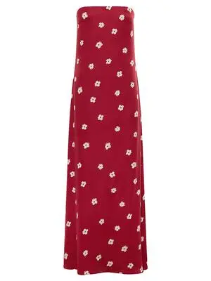 LEO LIN Simone Column Satin Maxi Dress - Red