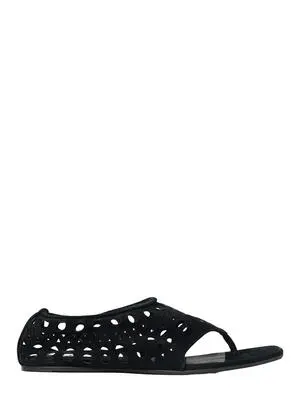 Alaïa Alaia Vienne Perforated Suede Thong Mule Sandals - Black