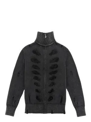 AVAVAV Avavav Distressed Zip-Up Cardigan