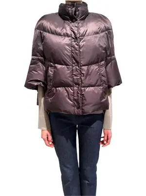 Max Mara Stand-up Collar Cotton Coat - Black