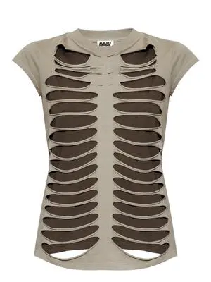 AVAVAV Cutout Short-sleeve Top - Taupe
