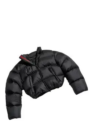 Gucci Crest Embroidered Puffer Jacket Black