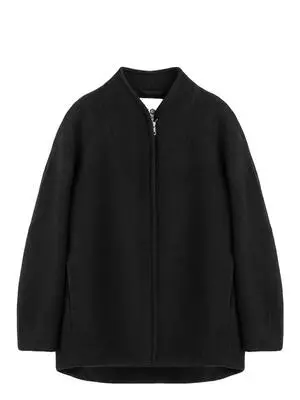 Cos Sculpted Wool-blend Zip-up Jacket - Black