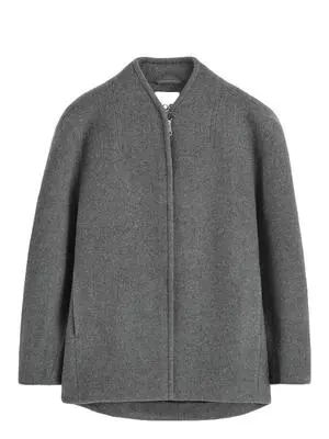Cos Sculpted Wool-blend Zip-up Jacket - Gray