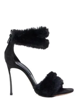 Casadei Blade Diva Minorca Faux-fur Sandals - Black