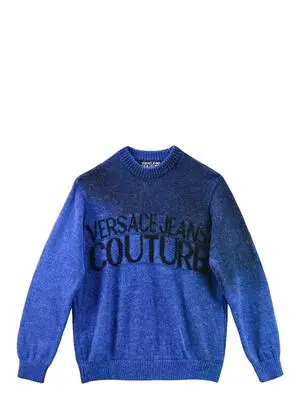 Versace Logo-intarsia Degradé Sweater - Blue