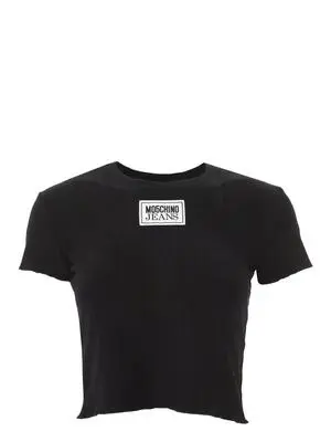 MOSCHINO Logo-patch Ribbed T-shirt