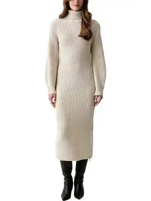 ARMANI EXCHANGE Ribbed-knit Roll-neck Midi Dress