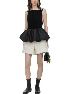 SELF-PORTRAIT Bubble-hem Top - Black