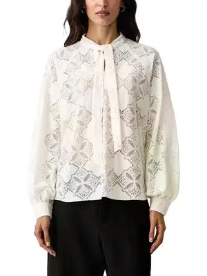 MOS MOSH Tamlyn Tie-neck Blouse - Neutrals