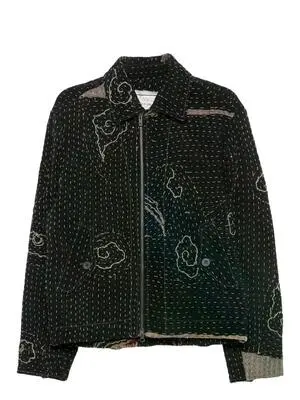 BY WALID Dragon-embroidered Quilted Jacket