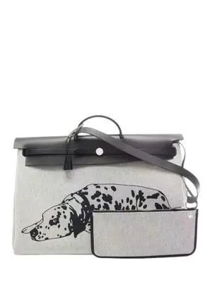 Hermès 2025 50 Herbag Zip Boston Dalmatian-print Bag Grey