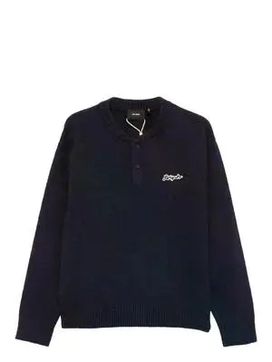 Axel Arigato Tag Logo-patch Henley Sweater - Blue