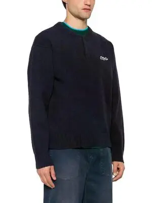 Axel Arigato Tag Logo-patch Henley Sweater - Blue