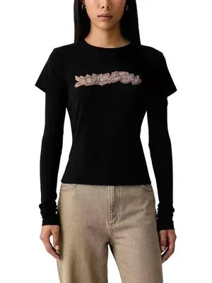Miss Sixty Layered-effect Graphic-print T-shirt - Black
