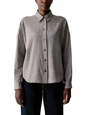 Marc O'polo Houndstooth-pattern Dropped-shoulder Shirt - Grey
