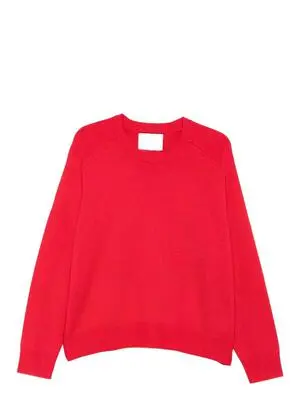 Soft Goat Raglan-sleeve Crew-neck Sweater Red