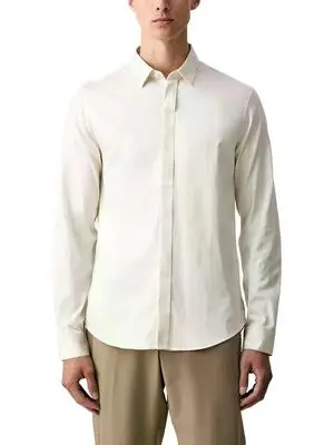 Armani Exchange Logo-embroidered Long-sleeve Shirt - Neutrals