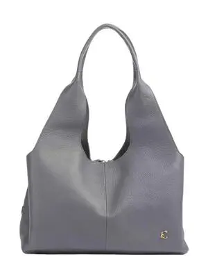 COCCINELLE Grained Leather Shoulder Bag Grey