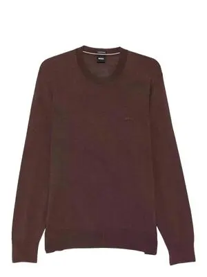 BOSS Logo-embroidered Wool Sweater - Brown