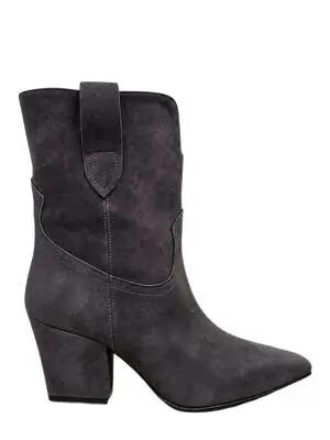 POCHE PARIS Izme Pointed-toe Suede Cowboy Boots - Grey