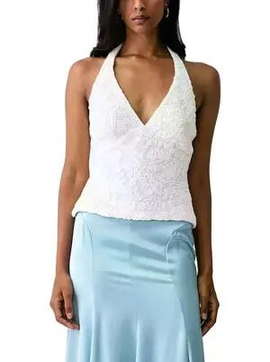 BARDOT Paola Embroidered Halterneck Top