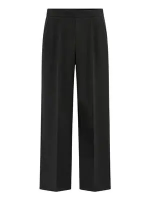 CLIPS Elasticated-waist Wide-leg Trousers - Black