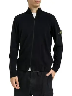 Stone Island Zip-up Cardigan - Black