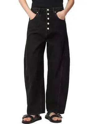 ALLSAINTS Carter Button-down Barrel-leg Jeans - Black