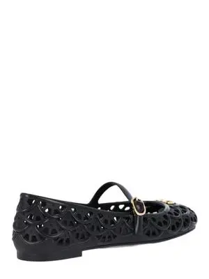 Valentino Garavani Ondette Rubber Ballerina With Scallop Pattern 05mm - Black