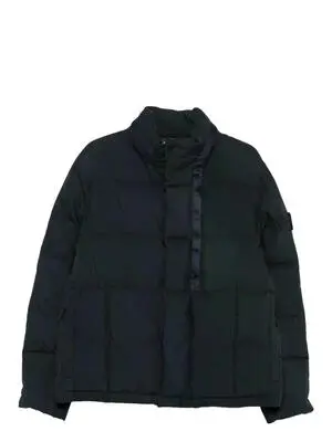 Stone Island Quilted Logo-patch Coat - Blue