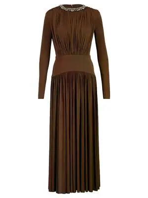 Roland Mouret Crystal-embellished Gathered Dress - Brown