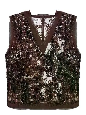 Baum Und Pferdgarten Manire Sequin-embellished Frayed Blouse - Brown